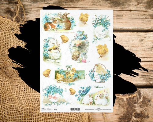 Easter Chicks & Forget Me Nots | A4 8.3" x 11.7" Decoupage Rice Paper ...