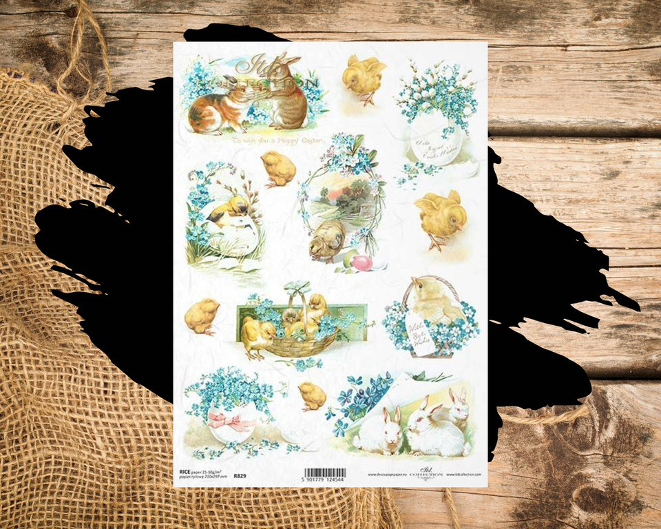 Easter Chicks & Forget Me Nots | A4 8.3" x 11.7" Decoupage Rice Paper ...
