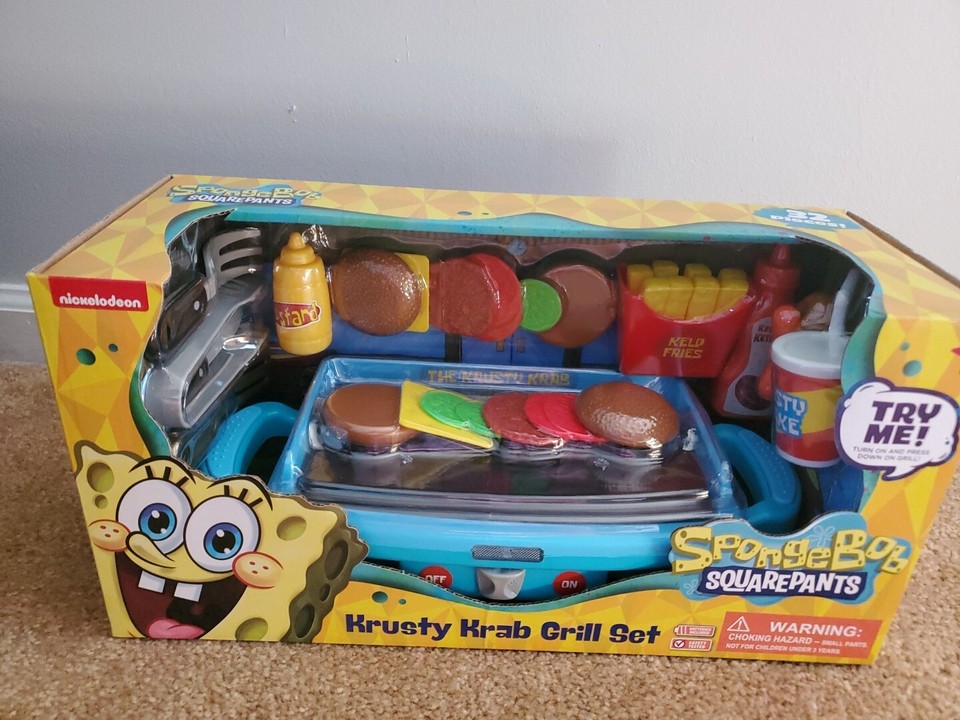 SpongeBob SquarePants Krusty Krab Grill Set Sizzle Sound 32 Pcs New ...