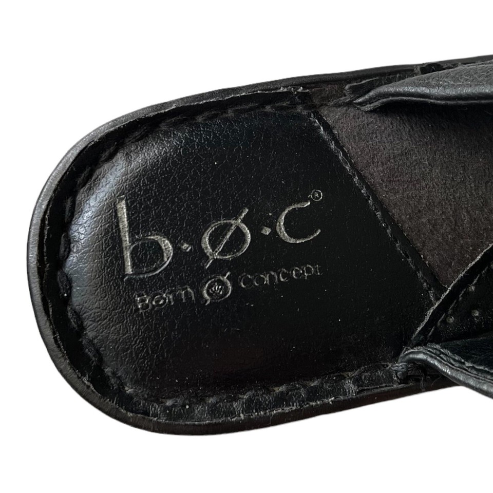 BOC Born Black Leather 8M Clogs Concepts Dual Strap ~ Slip-On Mules ...