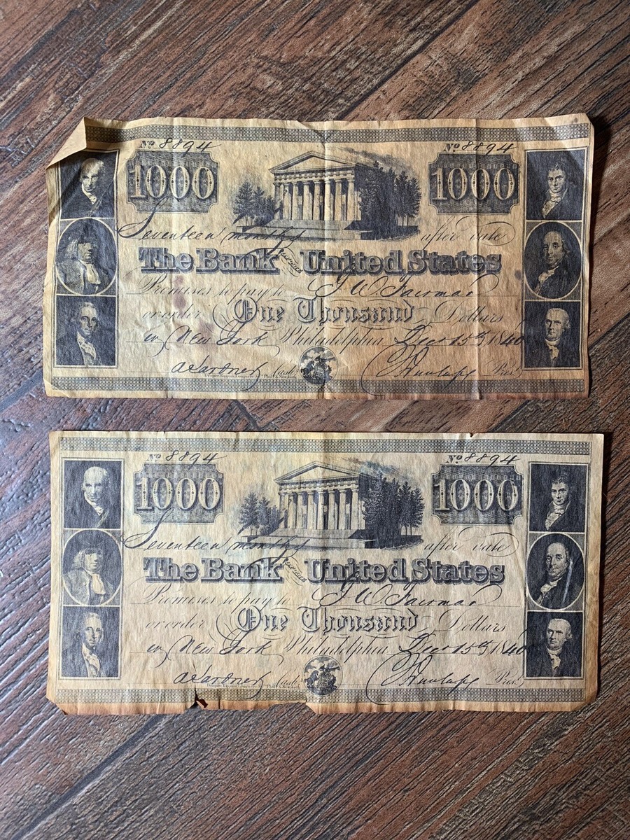 Treasury Note 1840 Notes From Item Inscribed In Pencil On Verso 1840