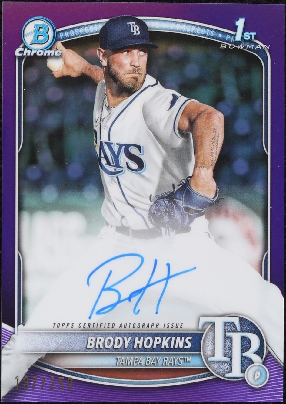 2025 Bowman - Chrome Prospect Autographs Brody Hopkins #CPA-BH Purple ...