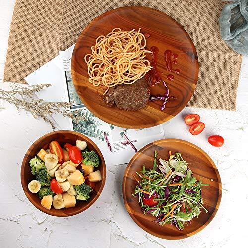 Wood Dinnerware Set 12pcs Acacia Wood Tableware Set, Dishes Set for 4 ...