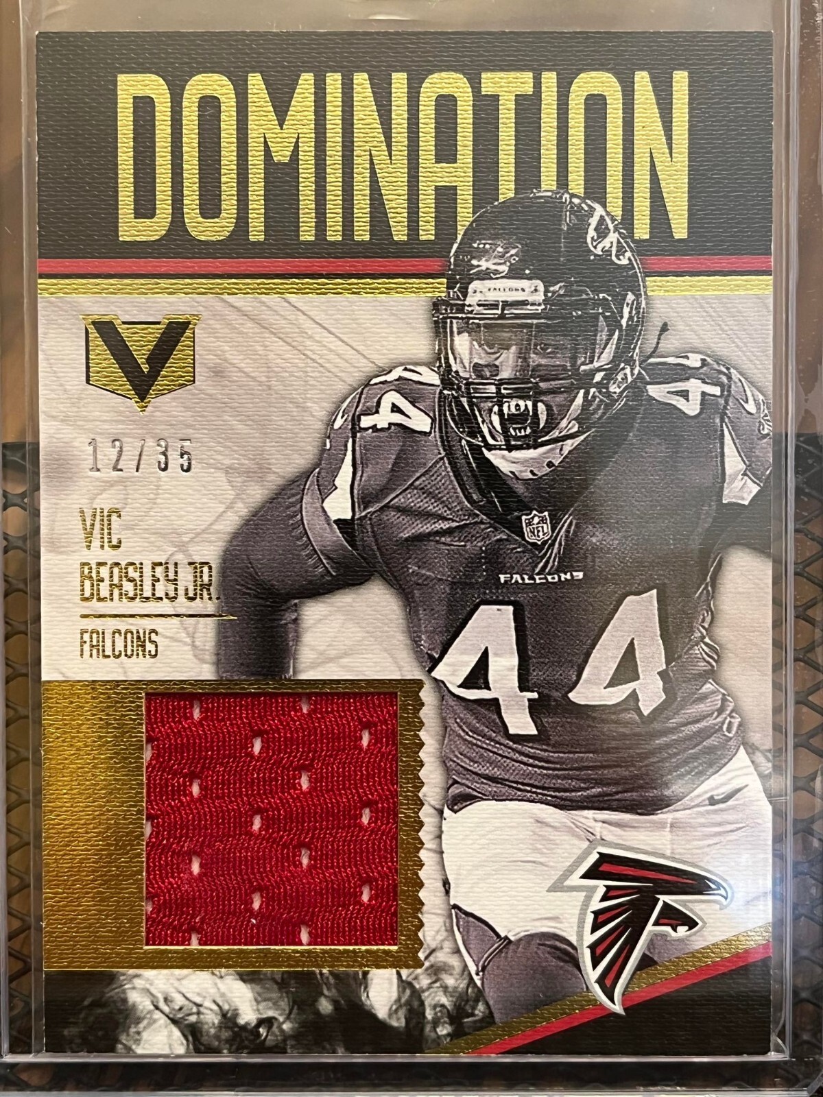 VIC BEASLEY JR 2017 PANINI VERTEX DOMINATION FALCONS WORN JERSEY PATCH ...