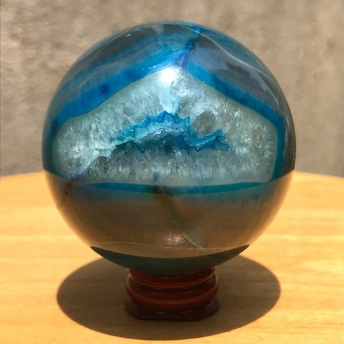 340G Rare Blue Agate Geode Bsll Quartz Crystal Sphere Mineral Specimen ...
