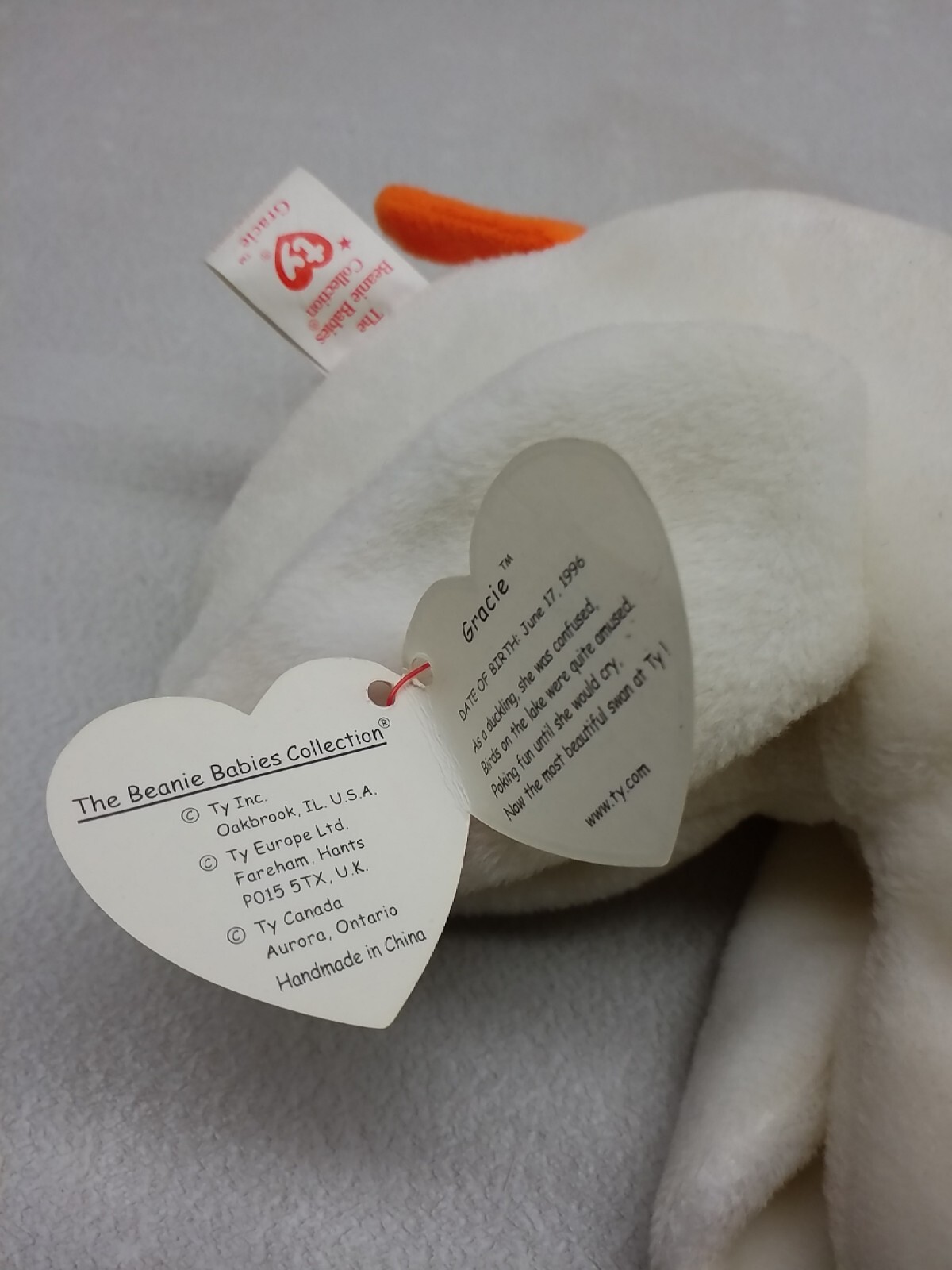 Ty Beanie Babies Gracie The Swan Date Of Birth June 17, 1996 Gracie ...