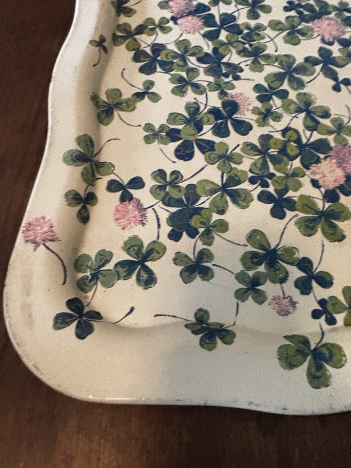Vintage Luther Travis Clover Tray Magic Four Leaf Floral Tin Serving ...