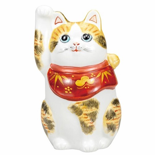 Maneki Neko Kutani Yaki Porcelaine Japonais Lucky Cat Or Calicot Mike Droit Main | eBay