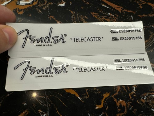 2Pcs FENDER TELECASTER With Serial No Guitar Vinyl UV Headstock Decals ...