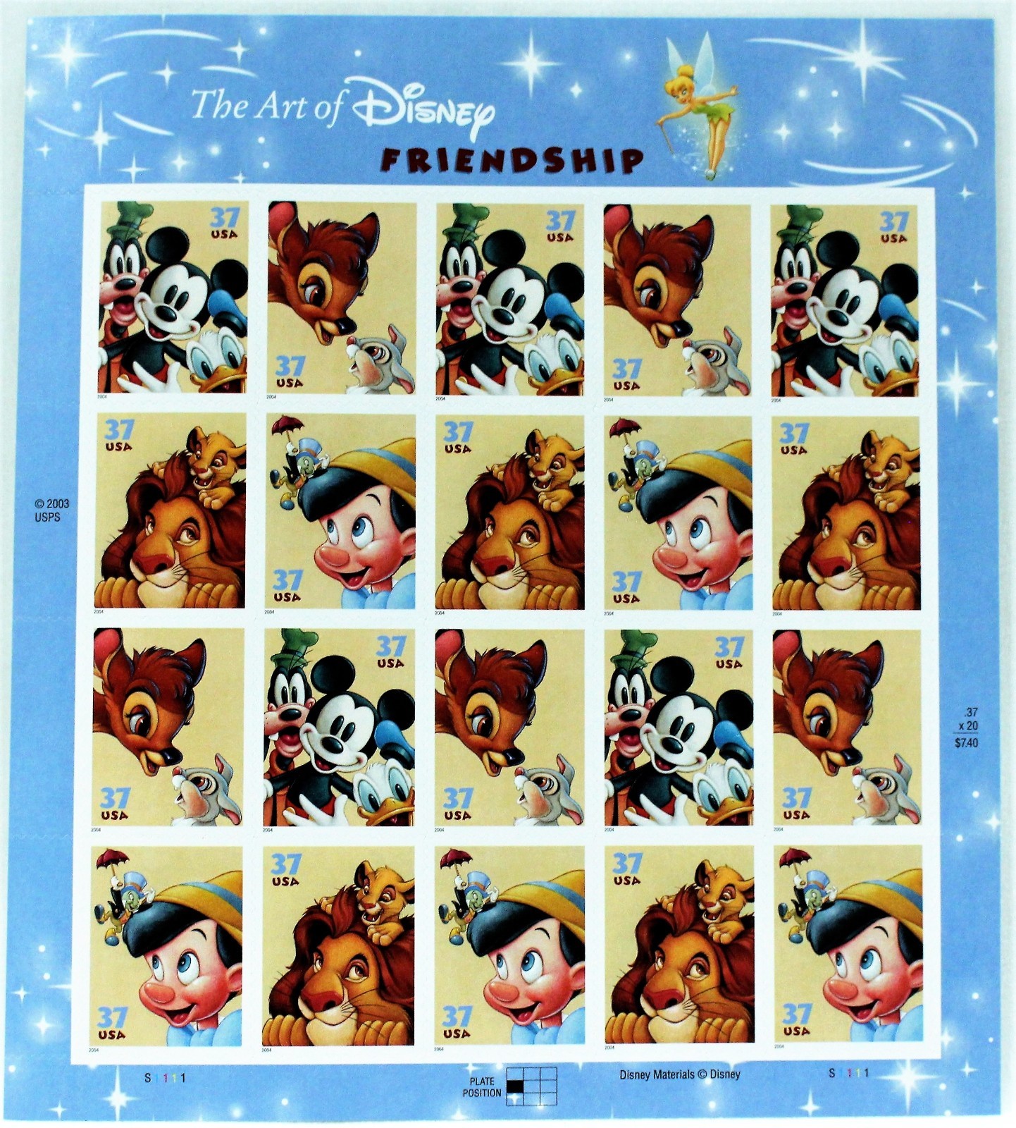 USPS Disney Postage Stamps The Art Of Disney Friendship Sheet Of 20 ...