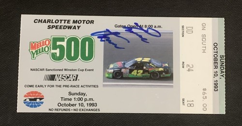 1993 Mello Yello 500 Ticket Stub Autographed By Ernie Irvan 9th Win | eBay