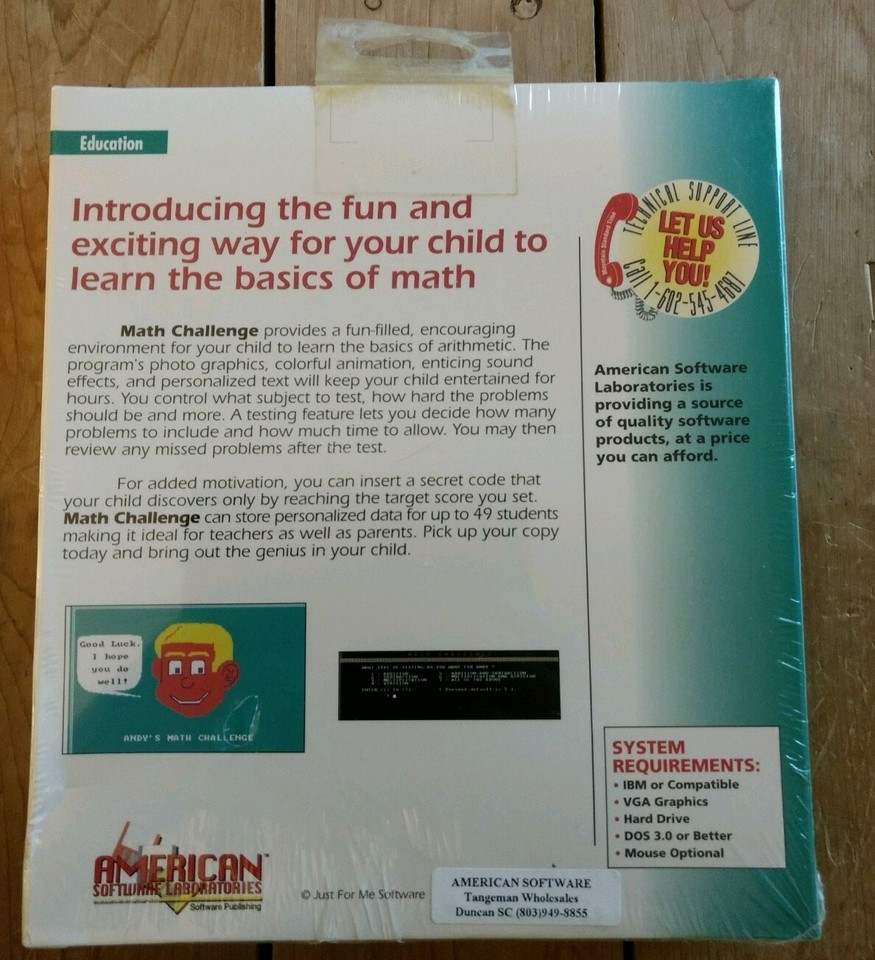 Math Challenge - 3.5" Floppy Disk PC VGA DOS Video Game - NOS Sealed ...