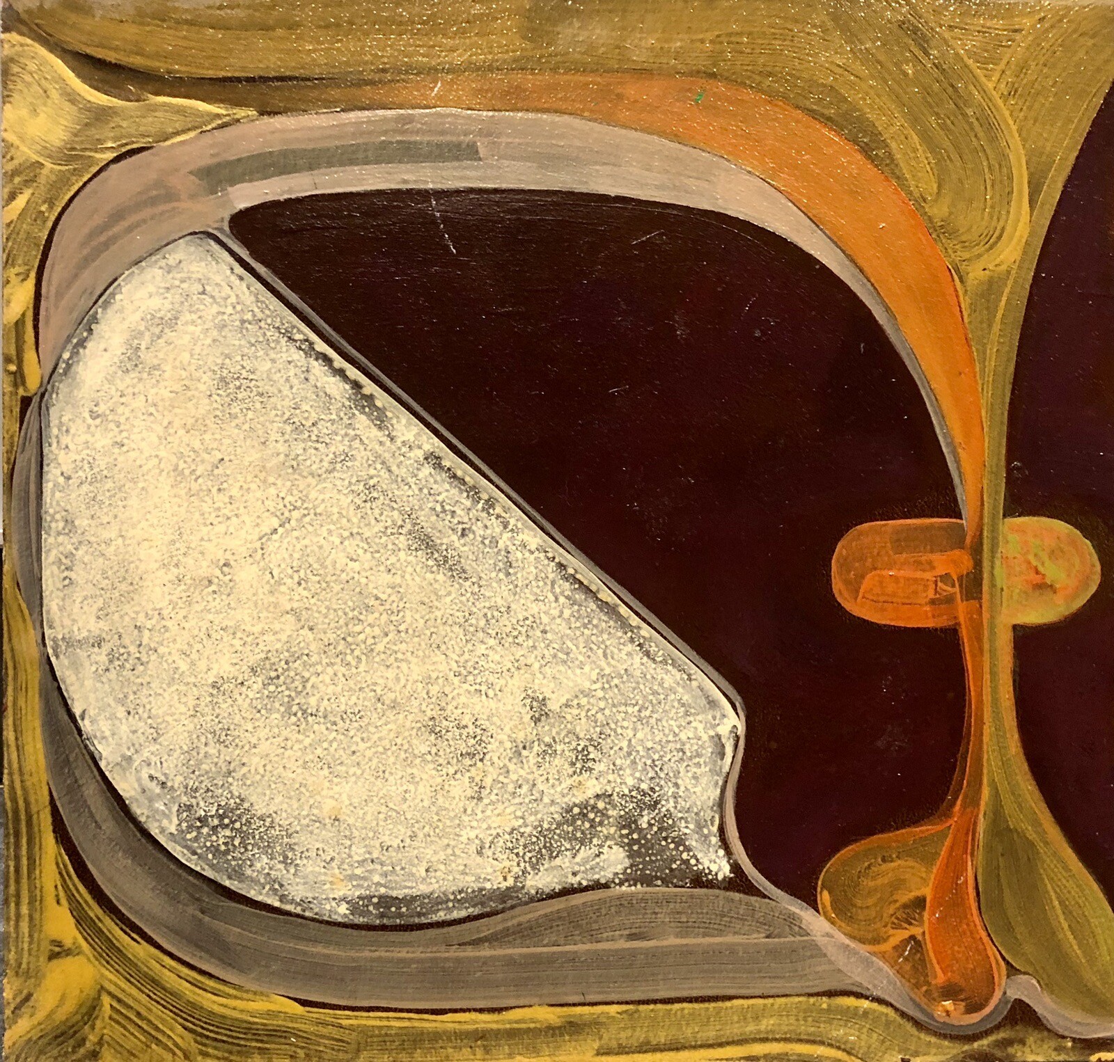 Vintage American Lyrical Abstract Expressionist Oil Painting on Board c ...