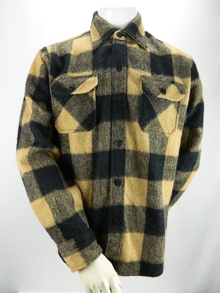 RUGGED WEAR by RSVP Flannel Shirt Size Large Beige Plaid Lumberjack ...
