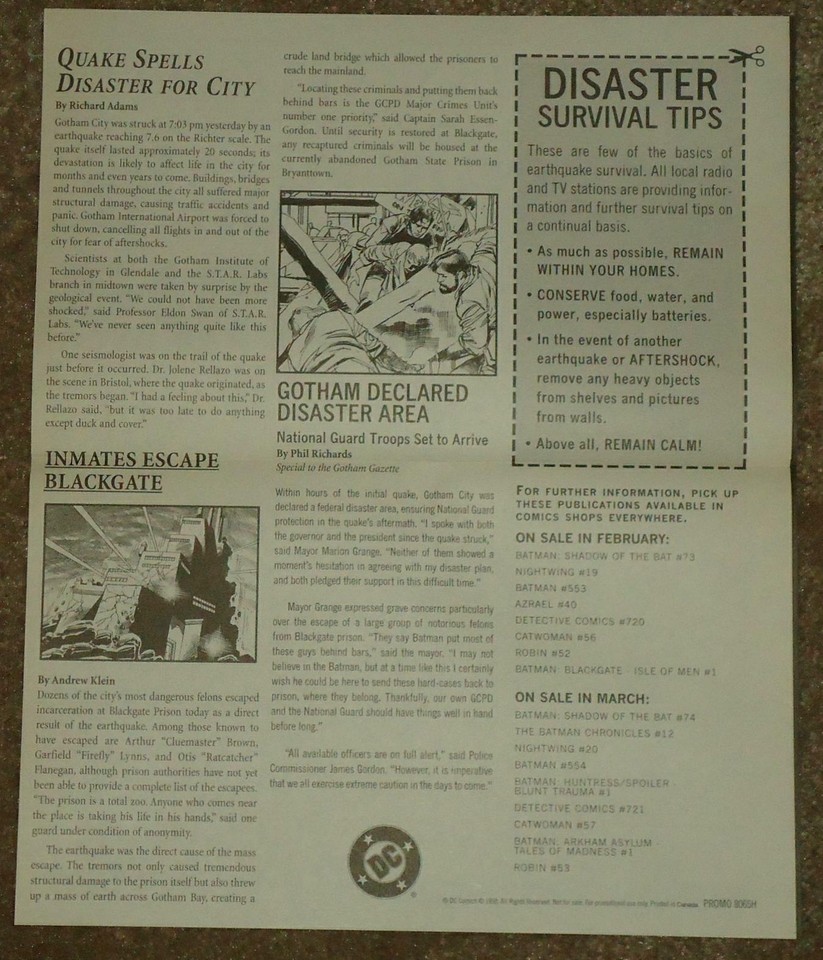 Gotham Gazette Batman Cataclysm Double-Sided | eBay