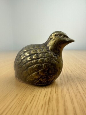 VTG brass quail figurine Mini bird paperweight Rustic Office Home Decor ...