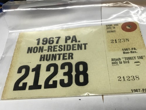 1967 PA Non-Resident Hunter Hunting License VG Condition | eBay