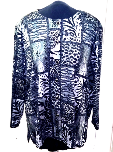 Top Notch Jacket Woman's 2X Long Sleeve Animal Print Multicolor Vintage ...