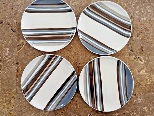 4 Tabletops Gallery Unlimited 8 3/4" Lunch/Dinner Plate Tribeca Stripes ...