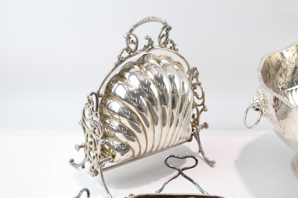 Silver Plate Wine Cooler Shell Toast Holder Toast Rack Vintage 4835g ...