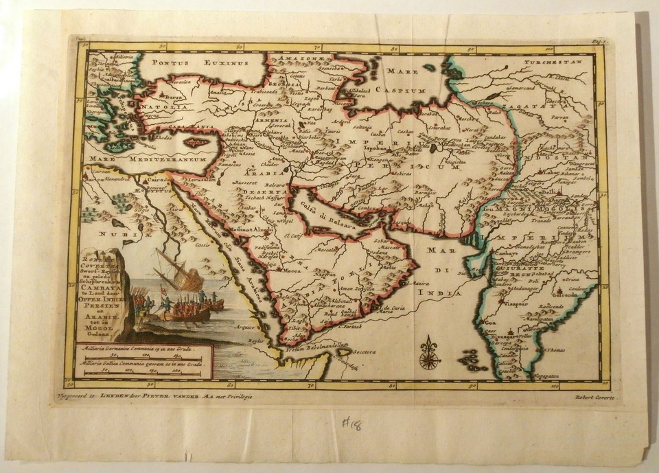 Pieter Van Der AA / 1705 Original Map of Jerusalem Turkey Arabia Persia ...