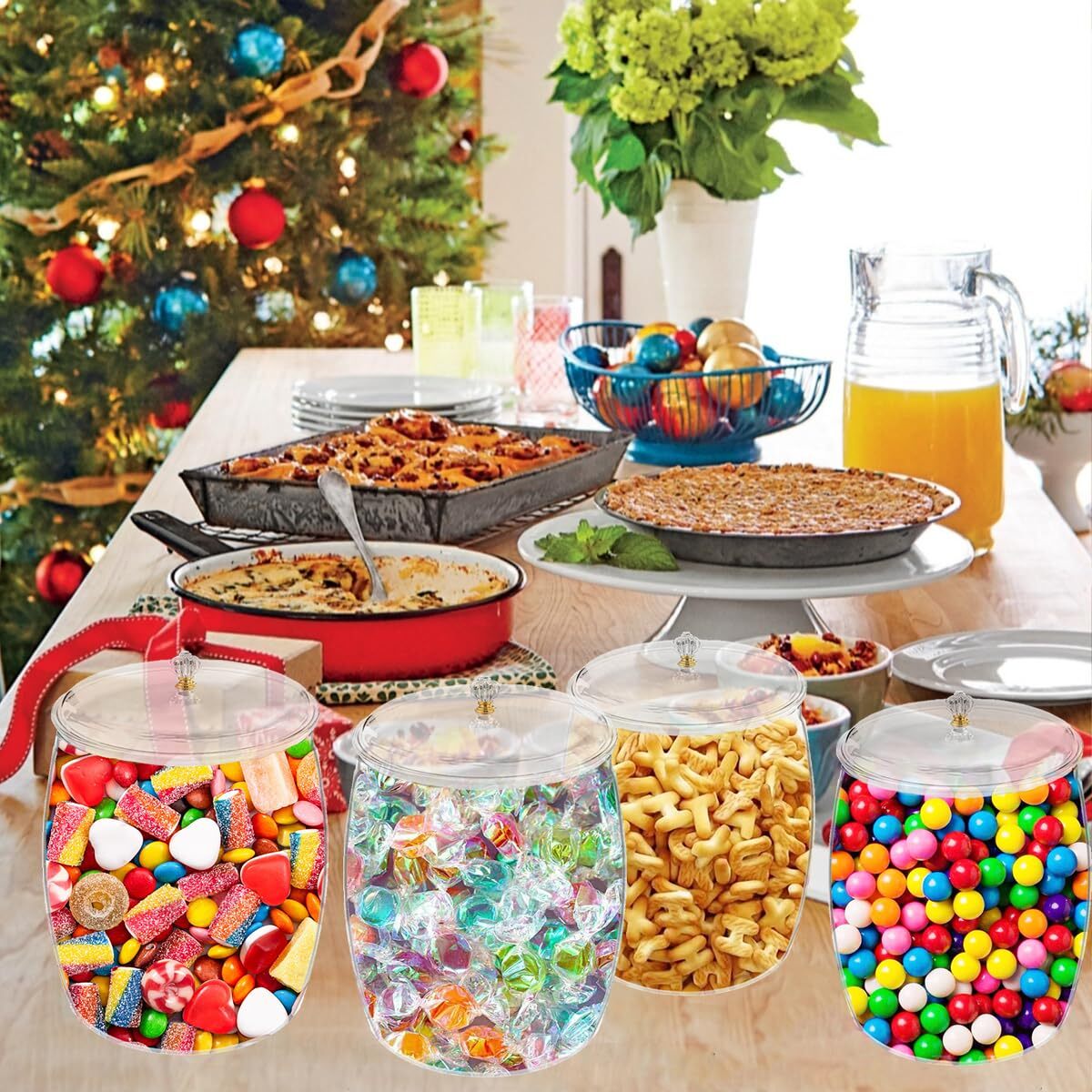 4 Piece Candy Jars with Lids 90oz Plastic Candy Jars Bulk Acrylic ...