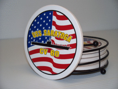 USS SARATOGA CV 60 or CVA 60 Ceramic Coasters Set W / Holder USN Navy ...