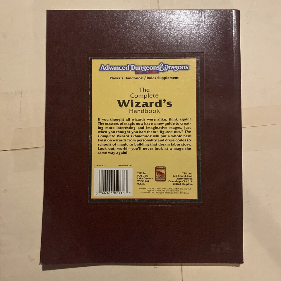 TSR 2nd Edition Advanced Dungeons & Dragons AD&D DND Complete Wizard's ...