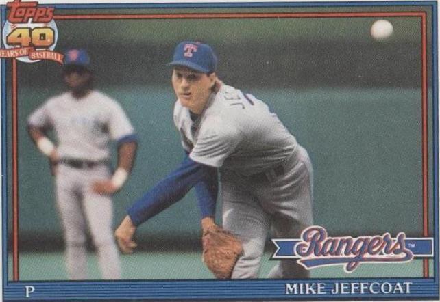 1991 Topps - Mike Jeffcoat #244 Barely Visible 40th Anniversary Logo ...