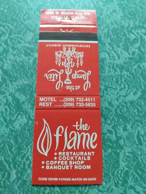 Vintage Matchbook Ephemera Collectible J10 Visalia California the flame ...