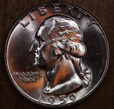 1959 D Washington Quarter 25C CHOICE BU LUSTER! 90% Silver (1 Coin) STK ...