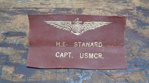 RARE WWII vintage Marines USMCR Pilot leather flight suit name tape tag ...