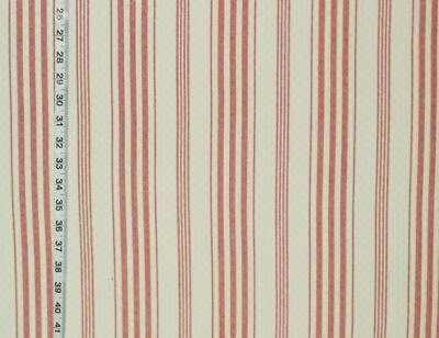 Orange red ticking stripe fabric upholstery interior home decorating ...