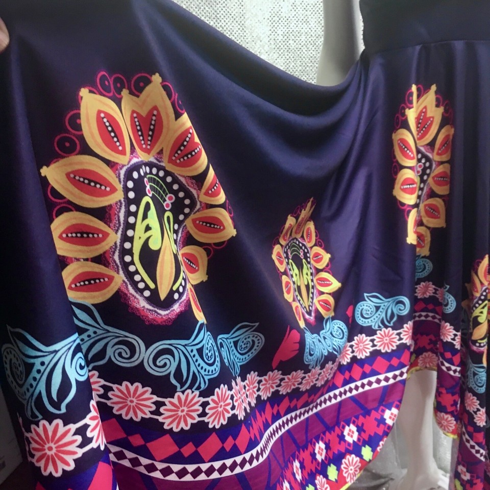 Fairy core handkerchief hanky high low hem tribal print sun dress blue ...