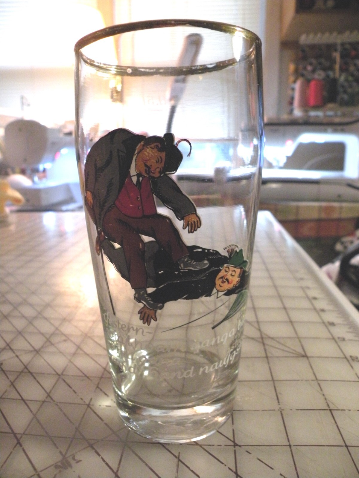 VTG German Bavarian Beer Glass 0.5L Pint Drinking Glass Gold Rim MAN ...