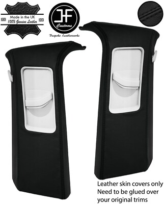 BLACK STITCH 2X UPPER B PILLAR LEATHER COVERS FITS VW T5 CALIFORNIA ...