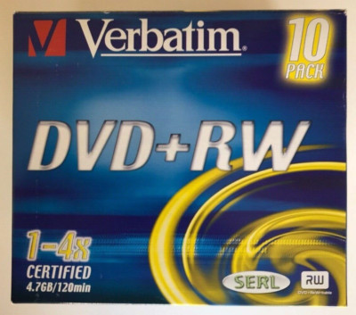 DVD+RW 120 Min Rewritable Video 10 Pack Jewel Case new OVP Verbatim ...