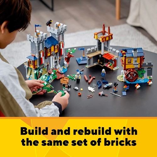 LEGO Creator 3 in 1 Medieval Castle Toy, with 3 Minifigures and ...