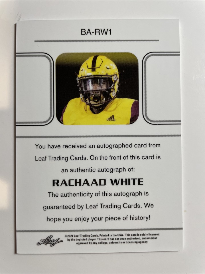 Rashaad White 2021 Leaf Memories Bronze RC Auto #’d 24/99 SP. TB ...