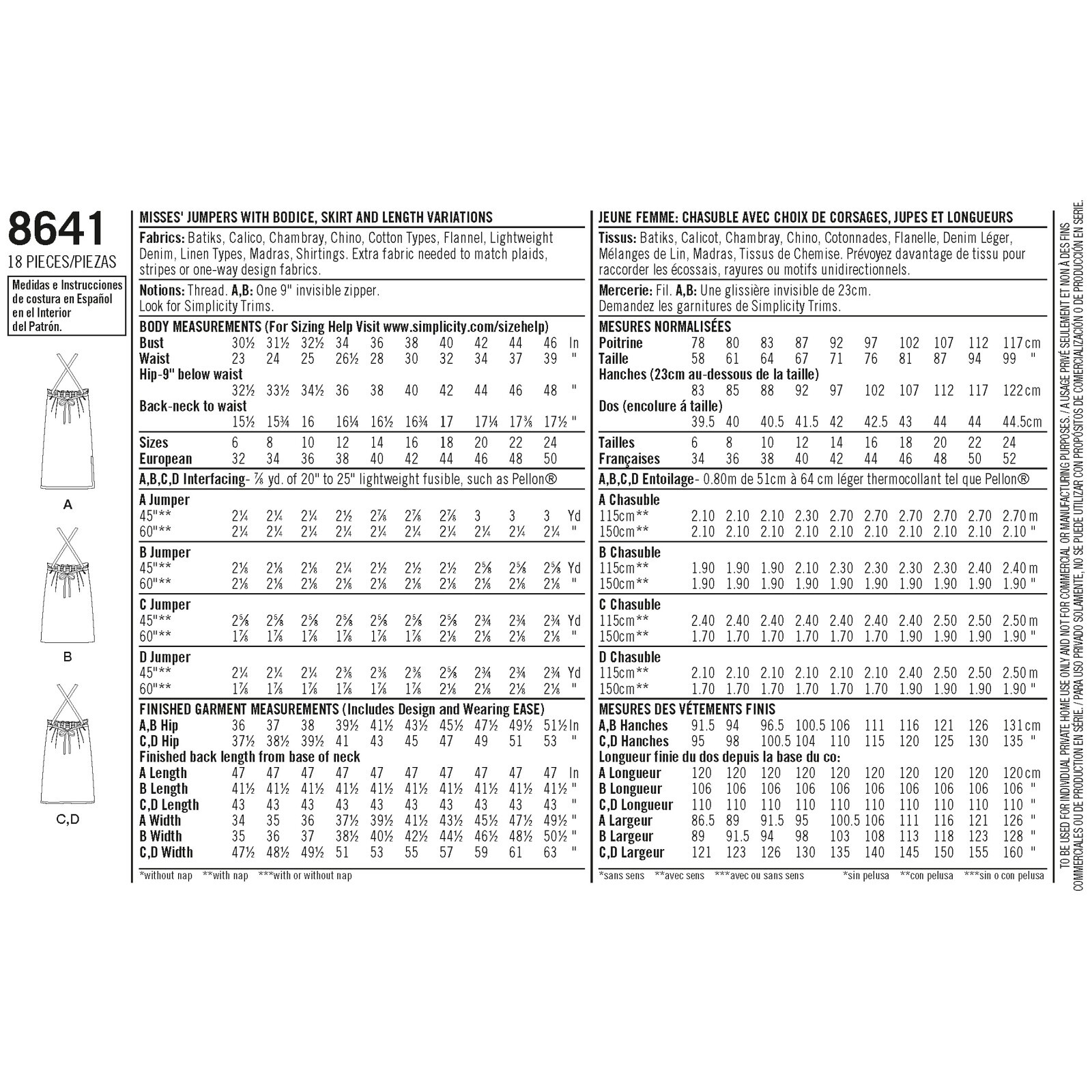 Simplicity 8641 Sz 6-24 Cross Back Dress Overall BOHO Pockets Smock ...