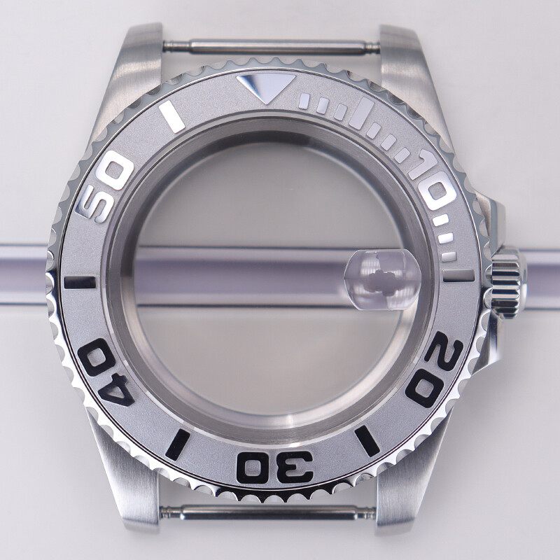 40mm Watch Case protruding Ceramic Ring Sapphire Glass Exhibition back ...