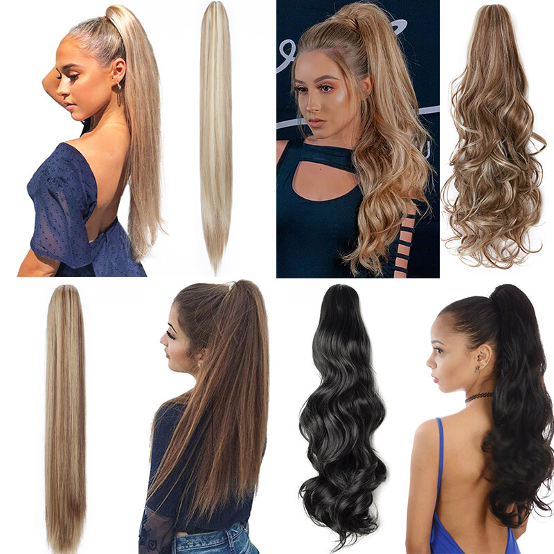 Claw Clip in Ponytail Extension Long Curly Wavy Pony Tail Jaw Hair ...