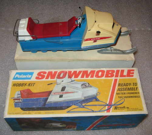 RARE VINTAGE NORMATT POLARIS TOY SNOWMOBILE & BOX BATTERY POWERED AS IS ...