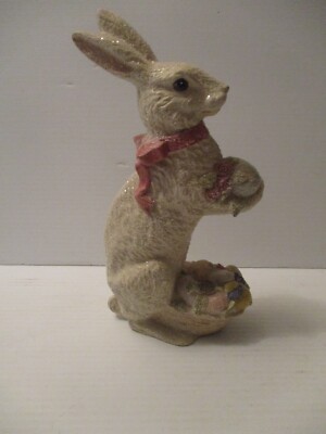 Vintage Katherine's Collection Glittered Easter Bunny with egg basket ...