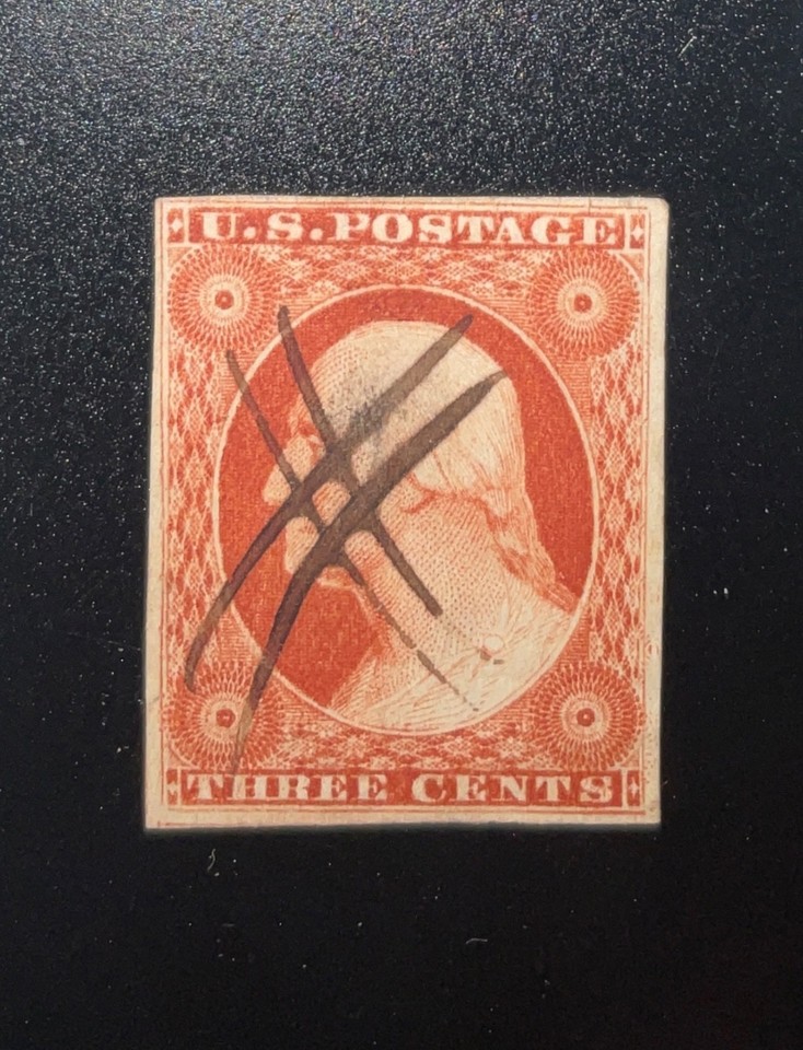 US Stamp #10A TRIPLE TRANSFER Variety Used w/Pen Cancel (POS 74L1i) CV ...