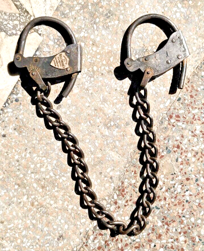 Iron Handcuffs Well Fargo & Co Exp. Brass Logo Iron Adjustable Cuffs ...