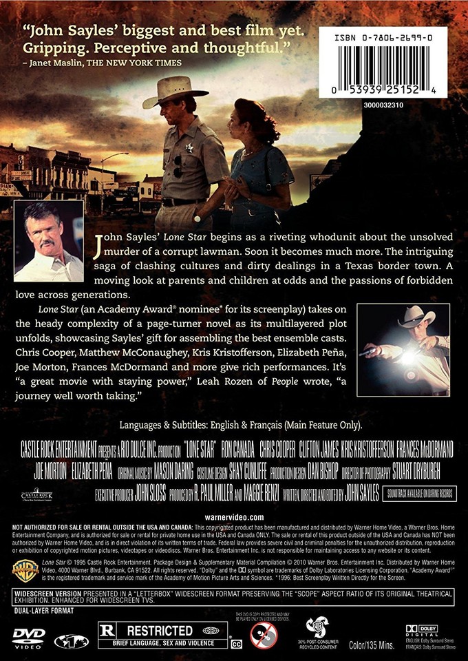 NEW Lone Star (DVD, 1999) Chris Cooper, Matthew Mcconaughey LONESTAR ...