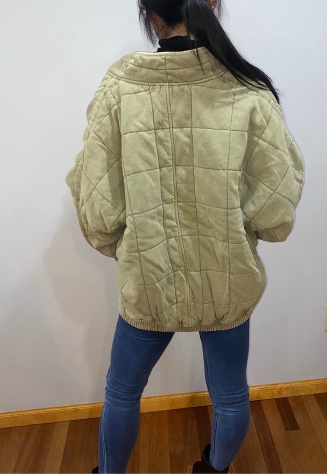 Free People Dolman Quilted Knit Jacket Moss Oversized Large And X-Large ...