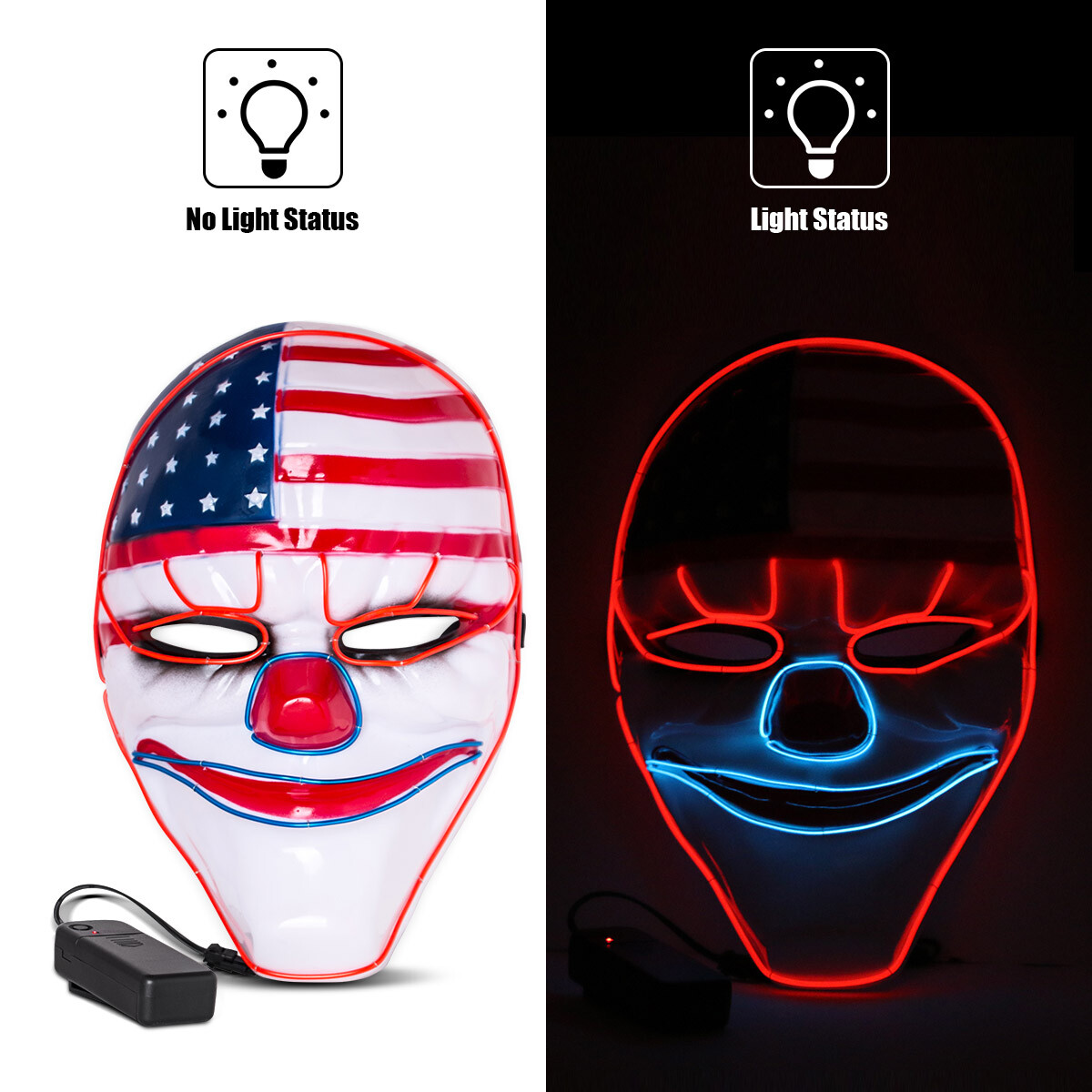 Halloween LED Mask Clubbing Light Up Costume Cosplay 3 Modes - PAYDAY 2 ...