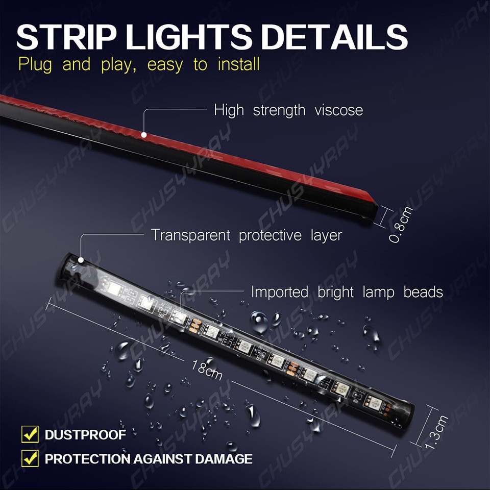 4Pcs RGB PC Case LED Strip Computer Light Bar PC Game Light With remote ...